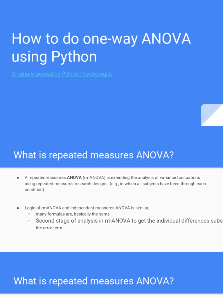 How To Do One-Way ANOVA Using Python | PDF | F Test | Analysis Of Variance
