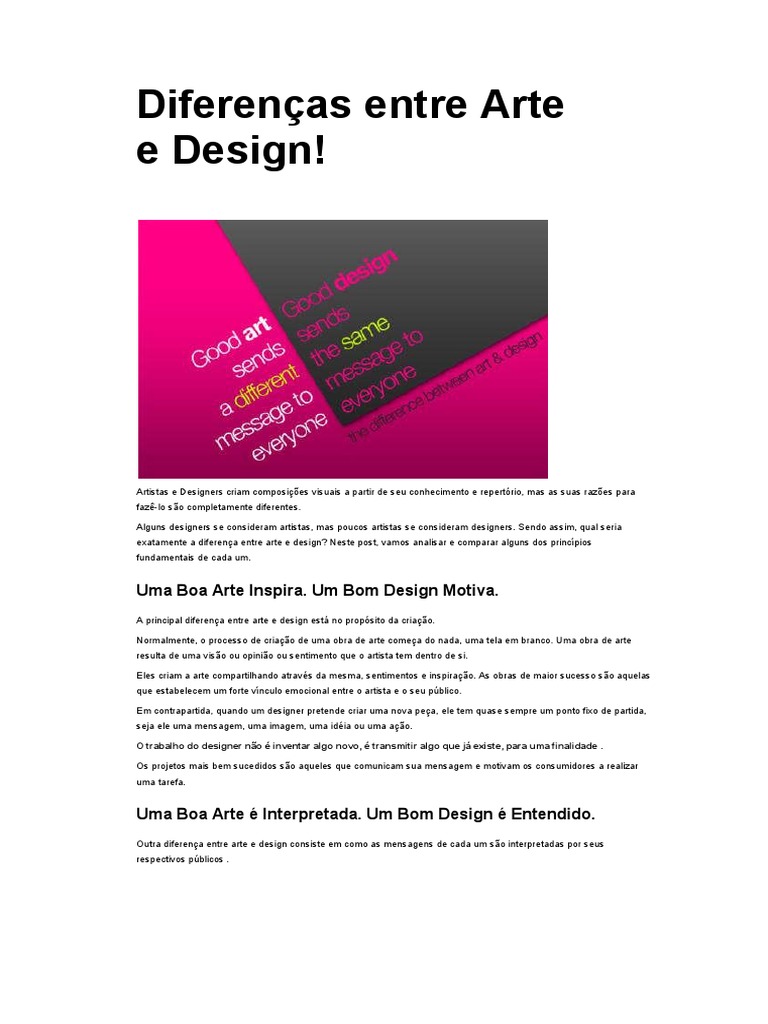 Diferenças Entre Arte e Design | PDF | Esboço | Emoções