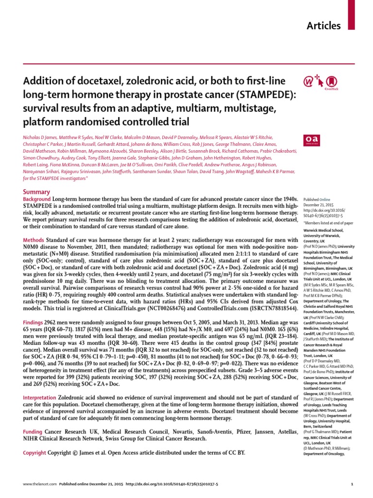 Stampede Trial | PDF | Prostate Cancer | Medicine