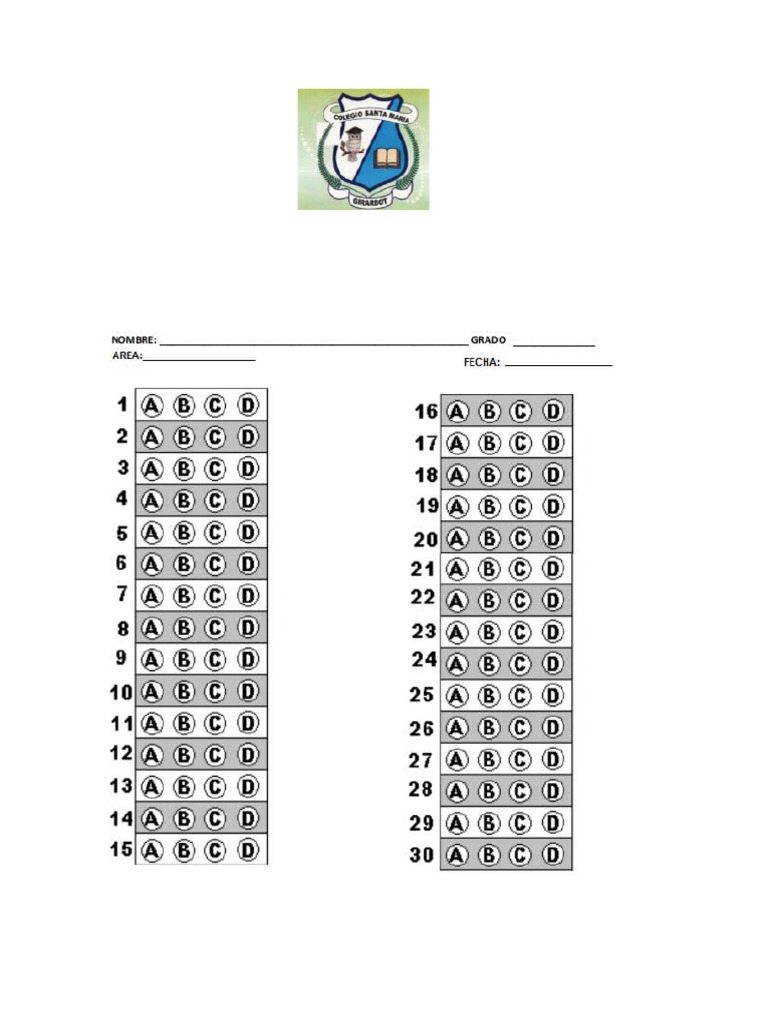 Hojas de Respuesta Estilo Icfes | PDF