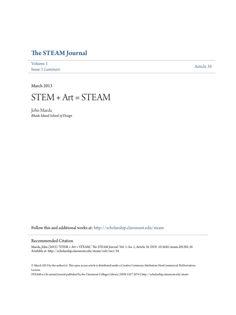 Stem + Art Steam | PDF | Science, Technology, Engineering, And ...