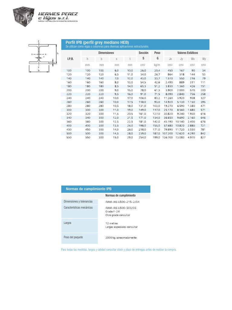 Perfil IPB vigas columnas estructurales | PDF