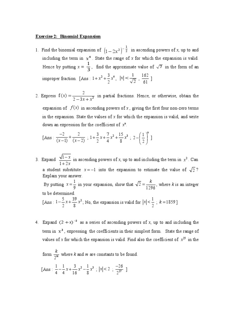 Ex 1 (Binomial Expansion) | Fraction (Mathematics) | Mathematical Analysis