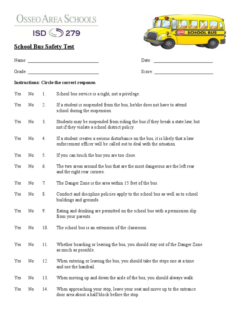School Bus Safety Test Instructions | PDF