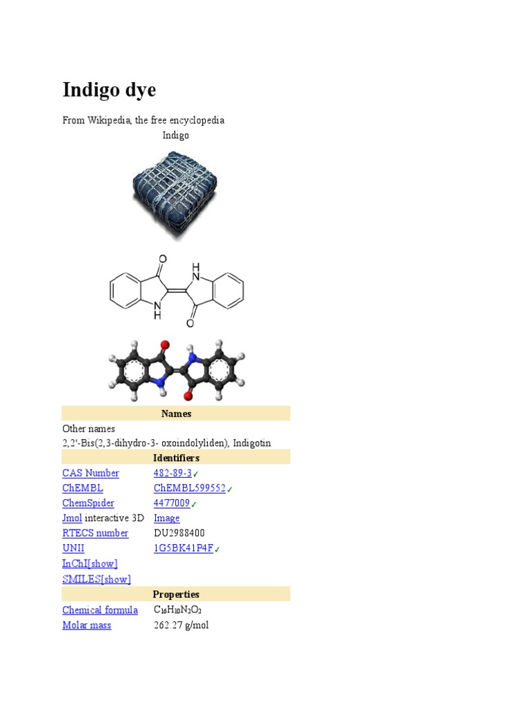 Indigo Dye | Chemical Compounds | Chemistry