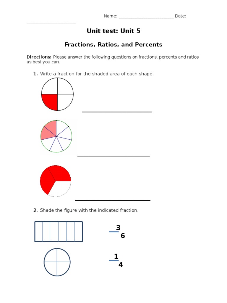 Fractions - Modified Unit Test | PDF