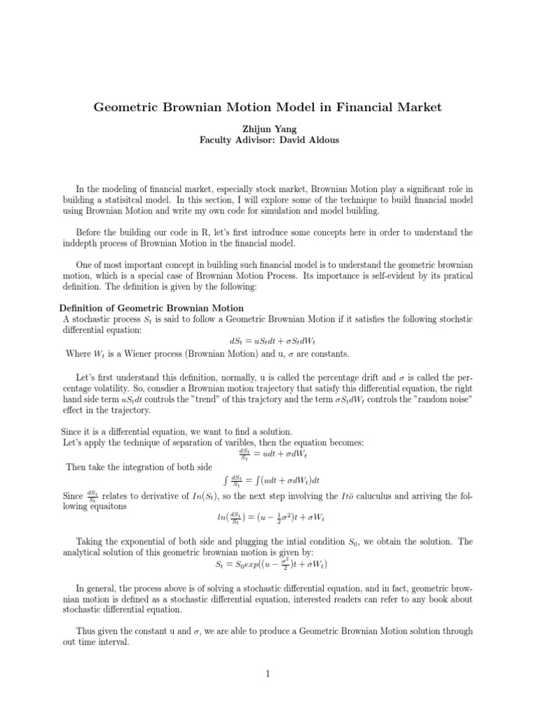 Geometric Brownian Motion Model in Financial Market | PDF | Stochastic ...