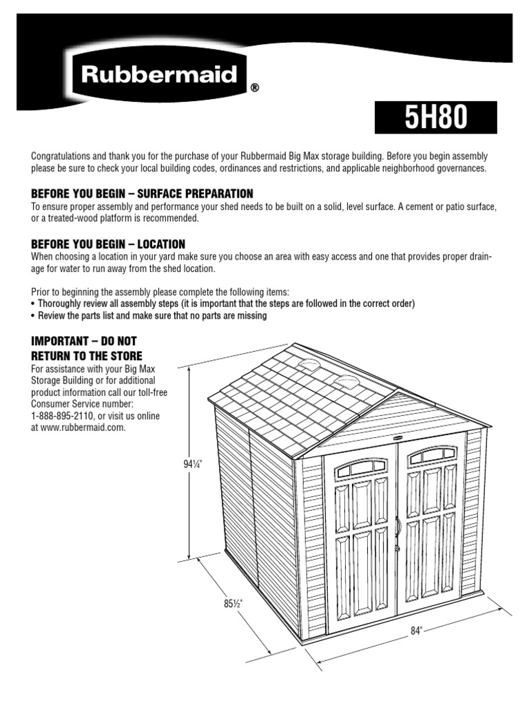 Postrubbermaid 7x7 Shed Instructions
