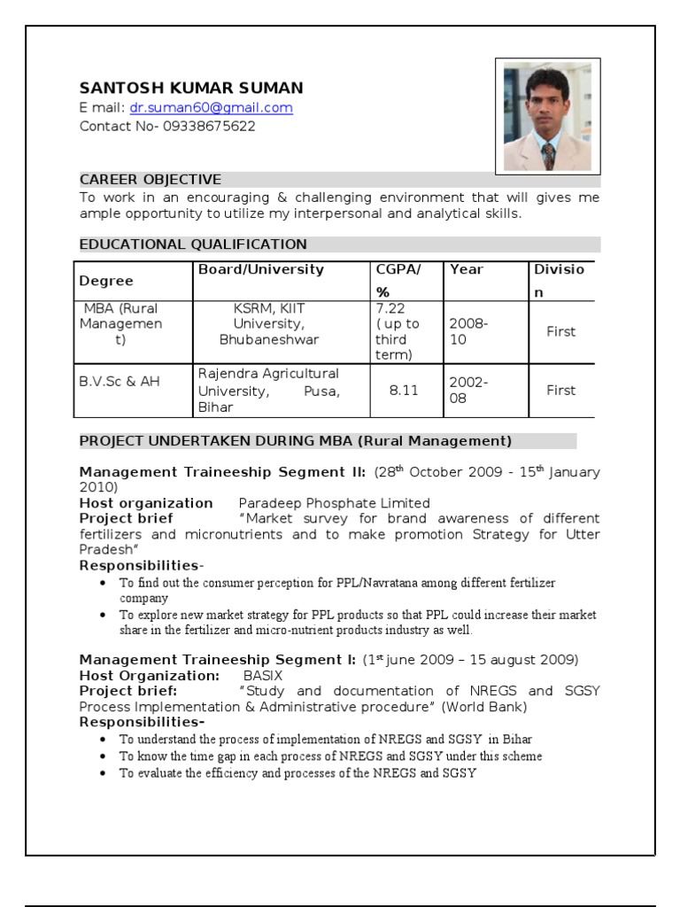 Santosh Resume - Doc 2003 | PDF | Economies | Business