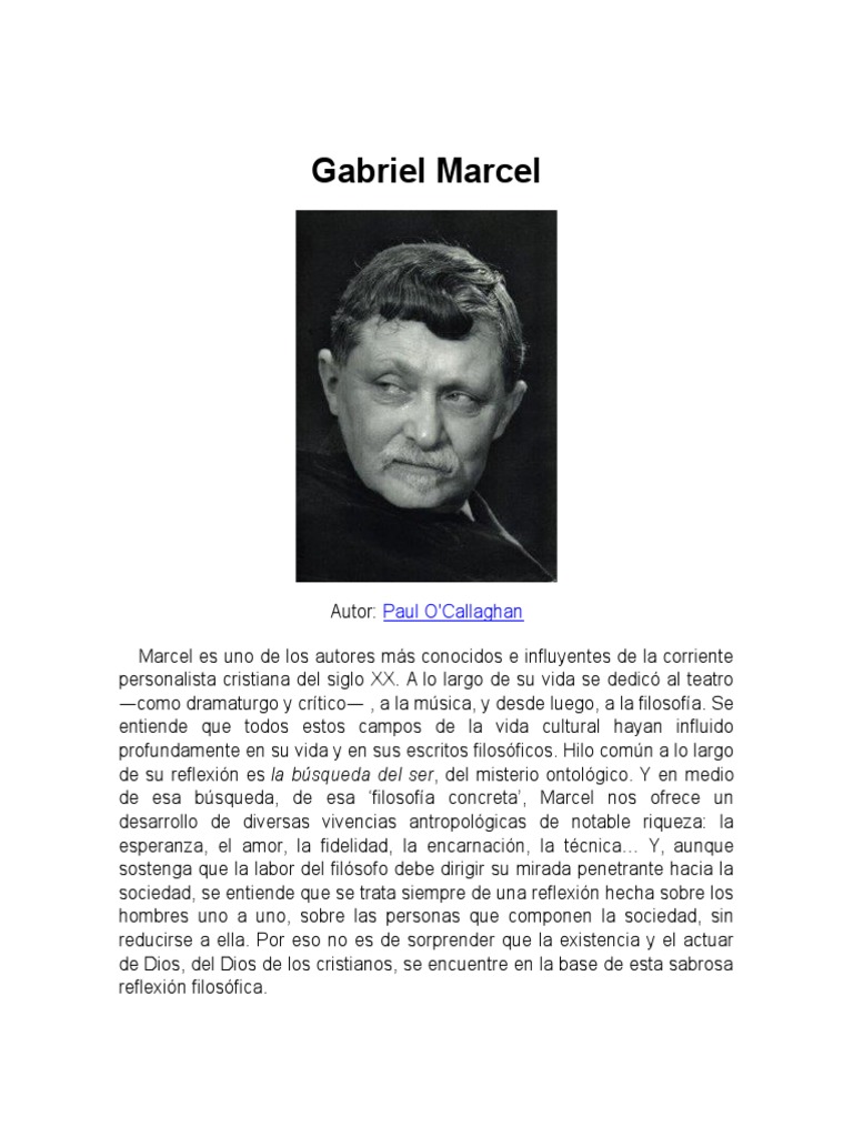 Filosofía Personalista de Gabriel Marcel | PDF | Realidad | Amor