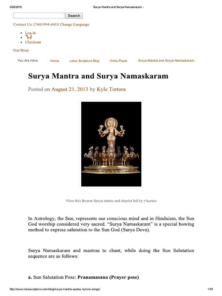 Surya Mantra and Surya Namaskaram | PDF