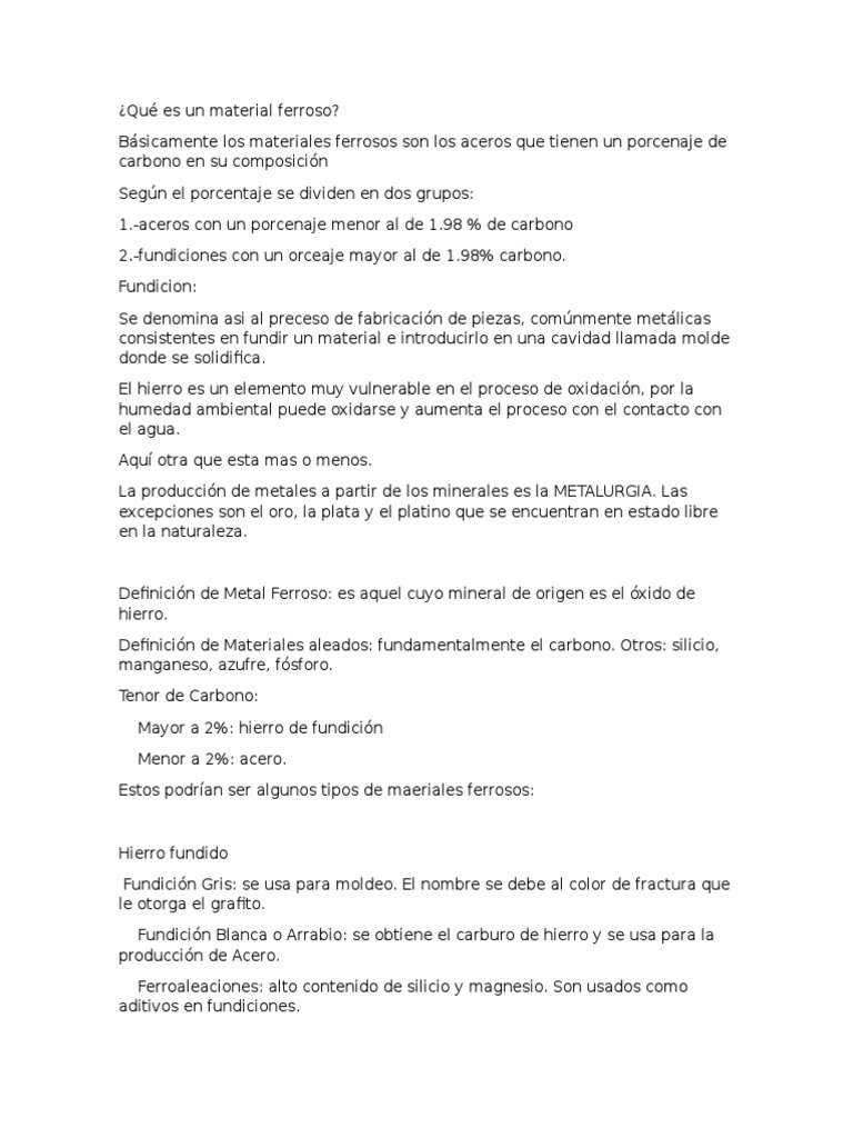 Qué Es Un Material Ferroso | Descargar gratis PDF | Hierro | Fundición