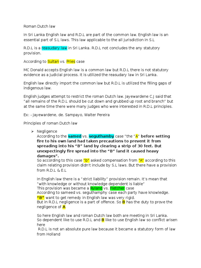 Roman Dutch Law | English Law | Negligence | Free 30-day Trial | Scribd
