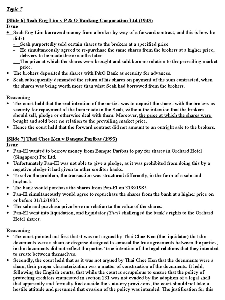 Case Notes - Topic 7 | PDF | Private Law | Common Law