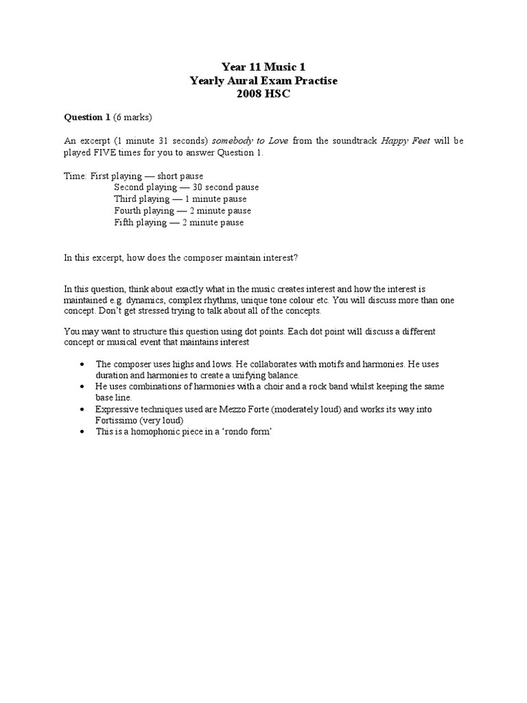 HSC Music Notes | Download Free PDF | Chord (Music) | Song Structure
