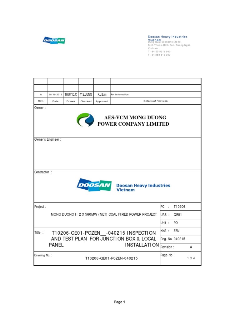 ITP For Junction Box Installation | PDF | Business
