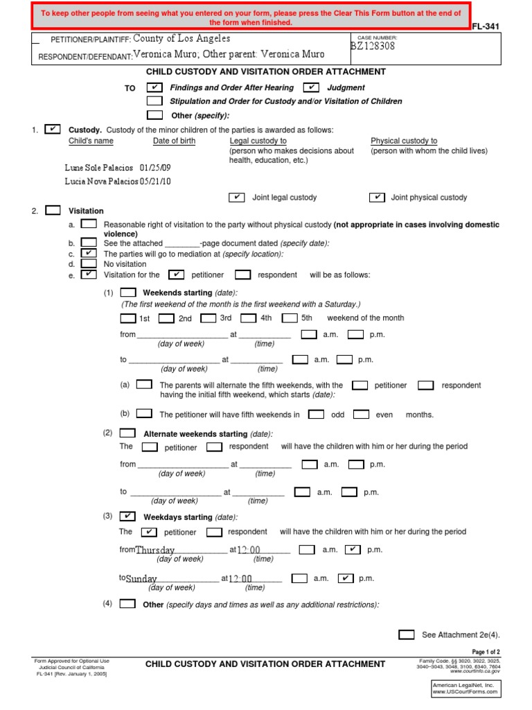FL 341 | PDF | Child Custody | Contact (Law)
