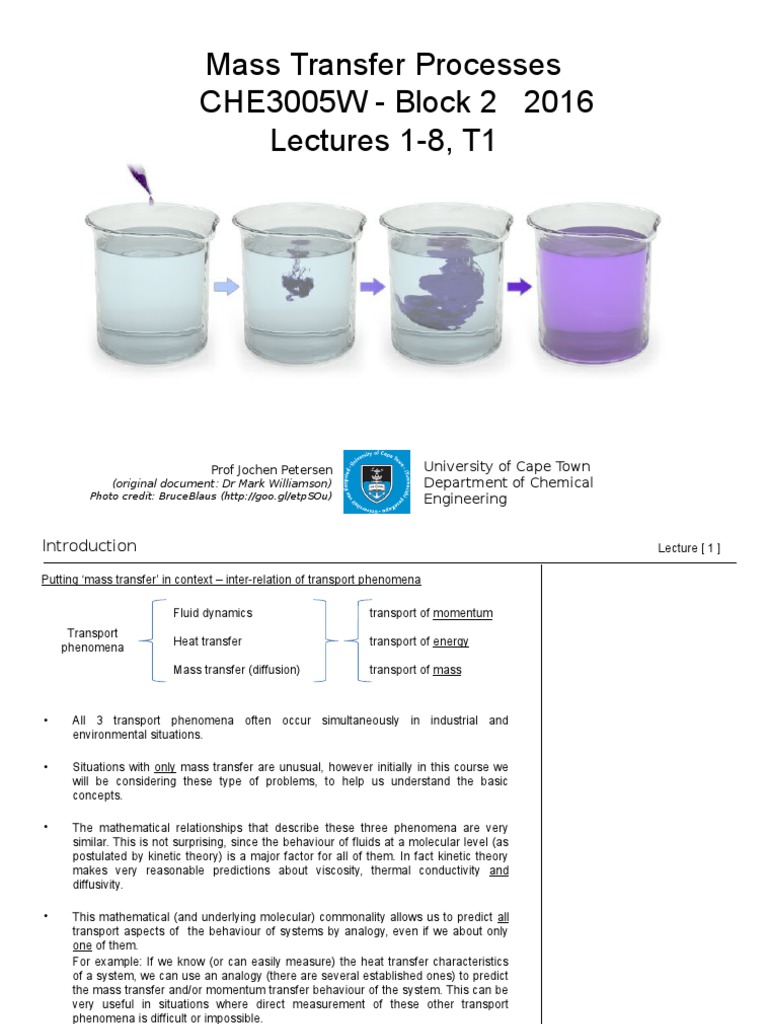Chemical Engineering Mass Transfer Notes | PDF | Transport Phenomena ...
