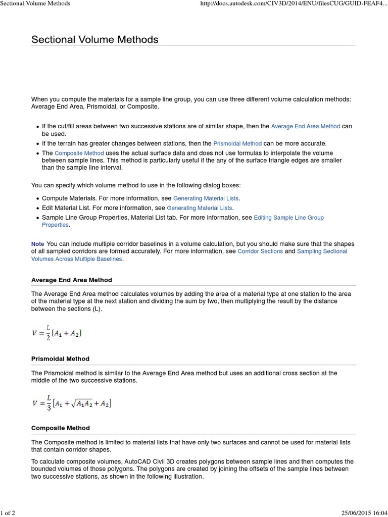 Civil 3D Volume Calculation Methods | PDF | Area | Space