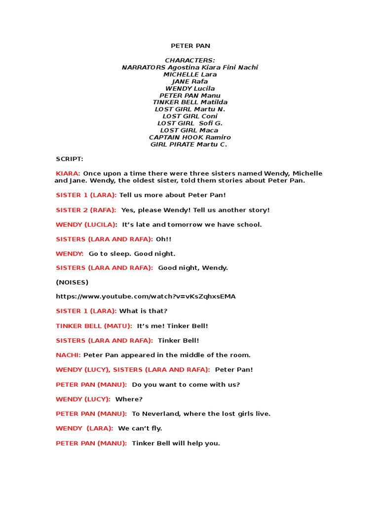 Peter Pan Playscript | PDF | Peter Pan | Wendy Darling