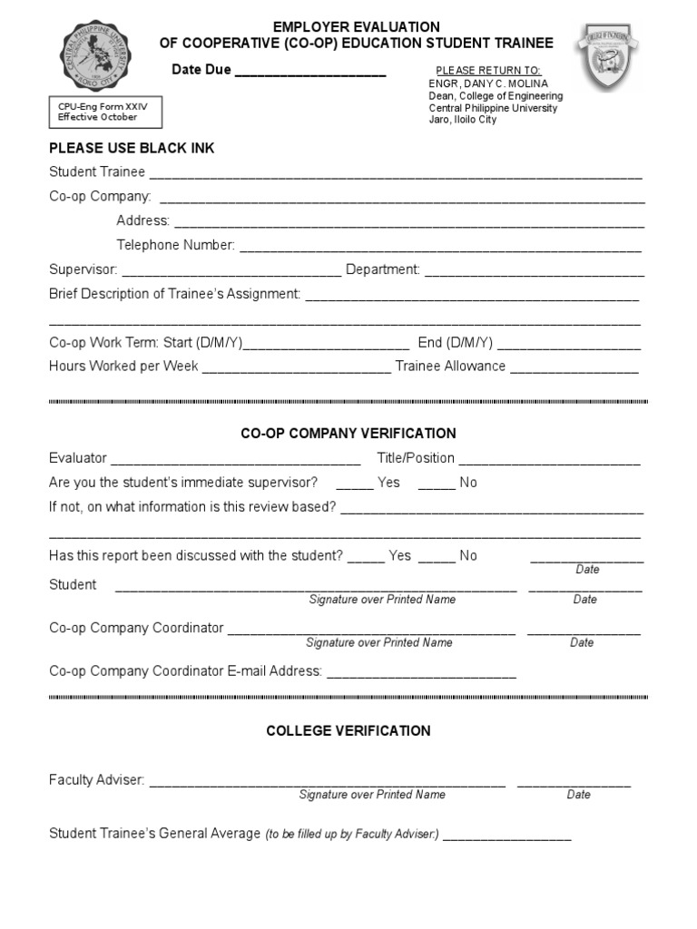 Co-Op Education Student Evaluation Rev 1 | PDF | Brainstorming ...