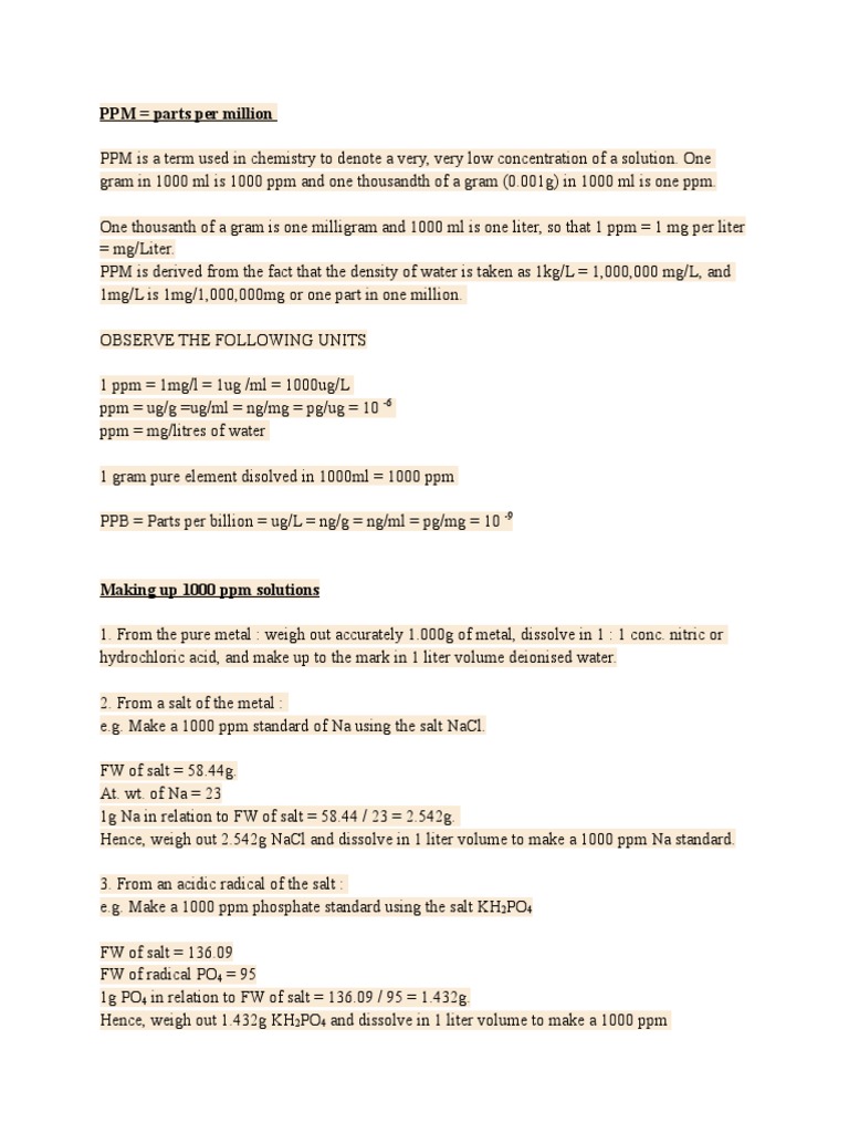 PPM Calculation | PDF