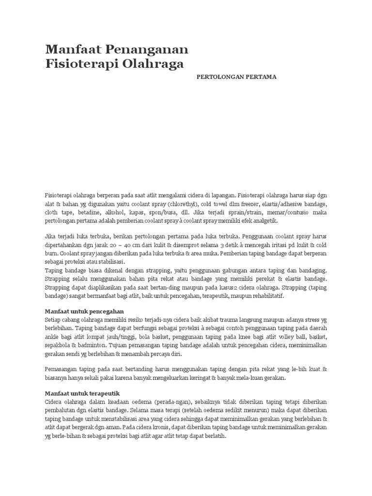 Manfaat Penanganan Fisioterapi | PDF