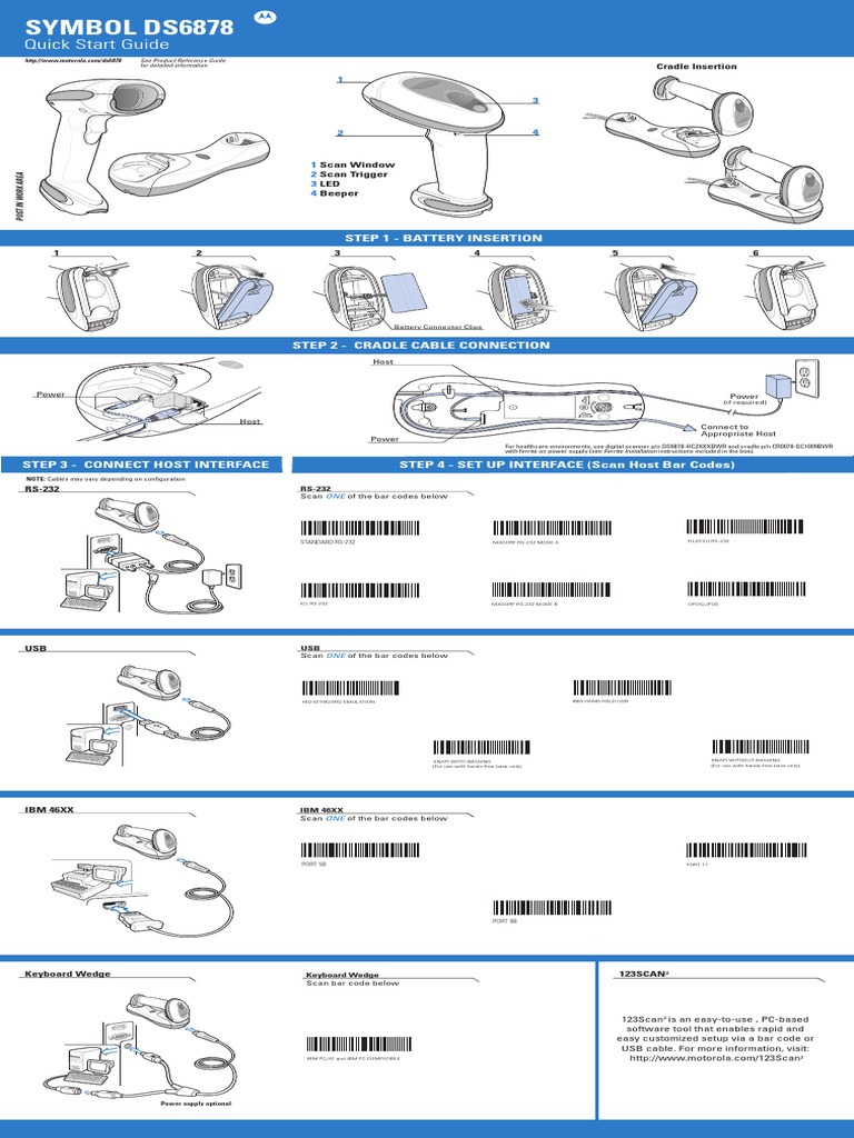 1357836031 Ds6878 Hc Quick Reference Guide En | Image Scanner | Barcode