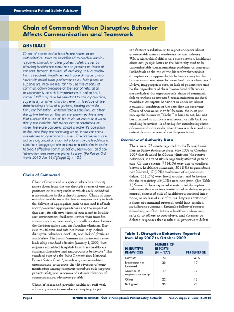 Patient Care Chain of Command | Patient Safety | Joint Commission