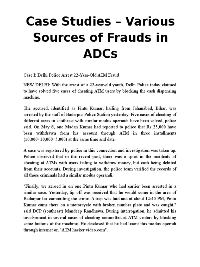 Case Studies - Various Sources of Frauds in ADCs | PDF | Fraud ...