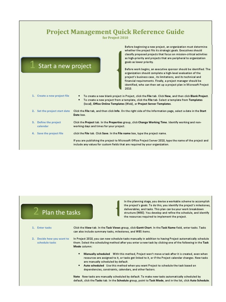 PM 2010 Quick Reference Guide | PDF | Scheduling (Production Processes ...