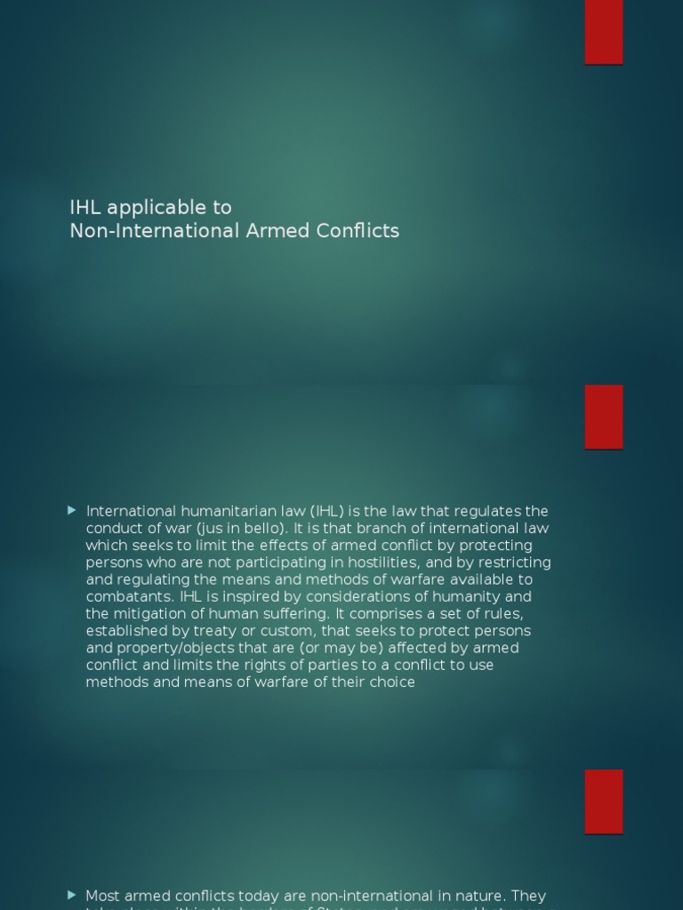 IHL Applicable To Non-International Armed Conflicts | PDF ...