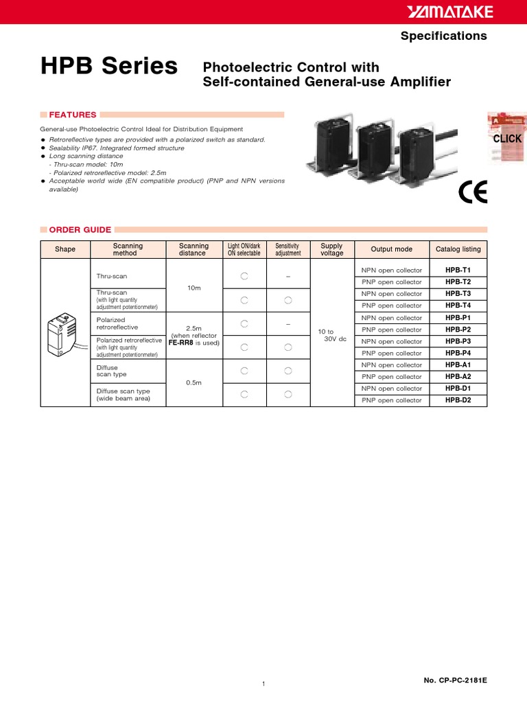 Specifications and Operating Manual for the HPB Series Photoelectric ...
