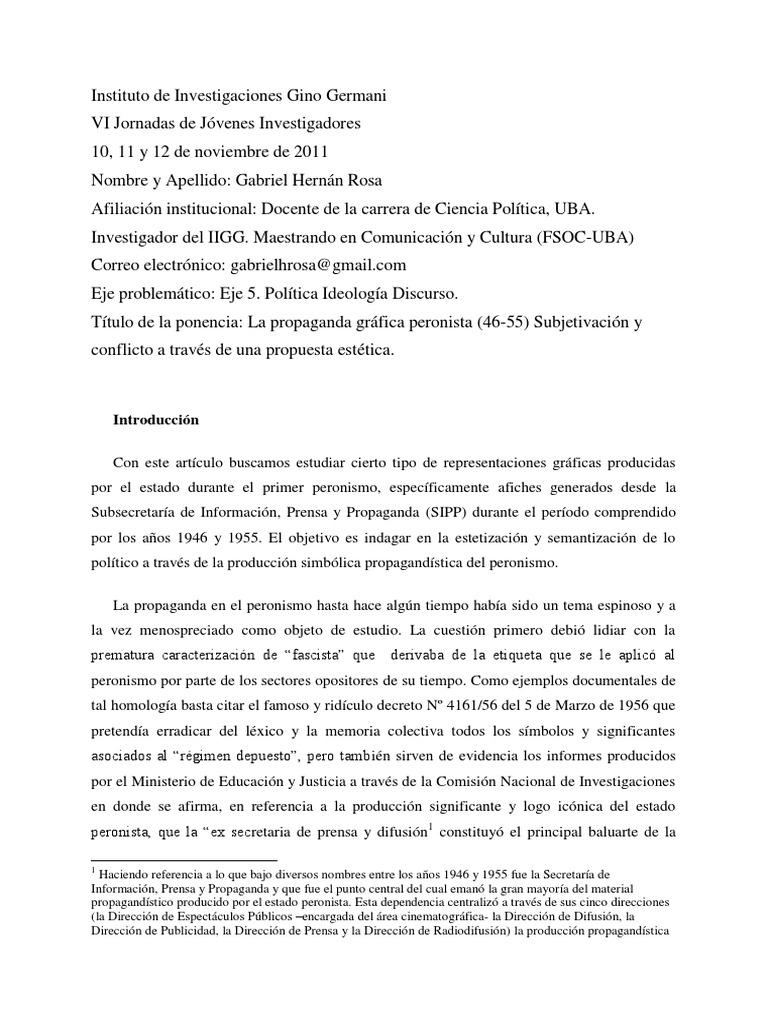 Propaganda Gráfica Peronista (1946-1955) | PDF | Propaganda | Los símbolos