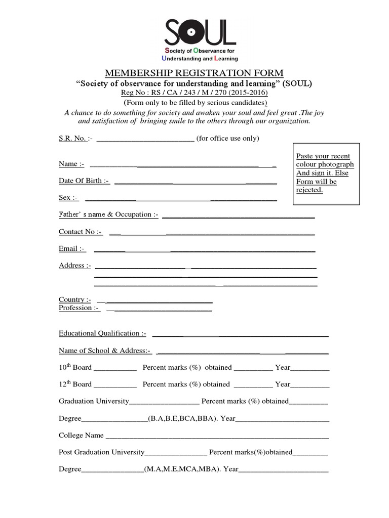 NGO Membership Registration Form | PDF