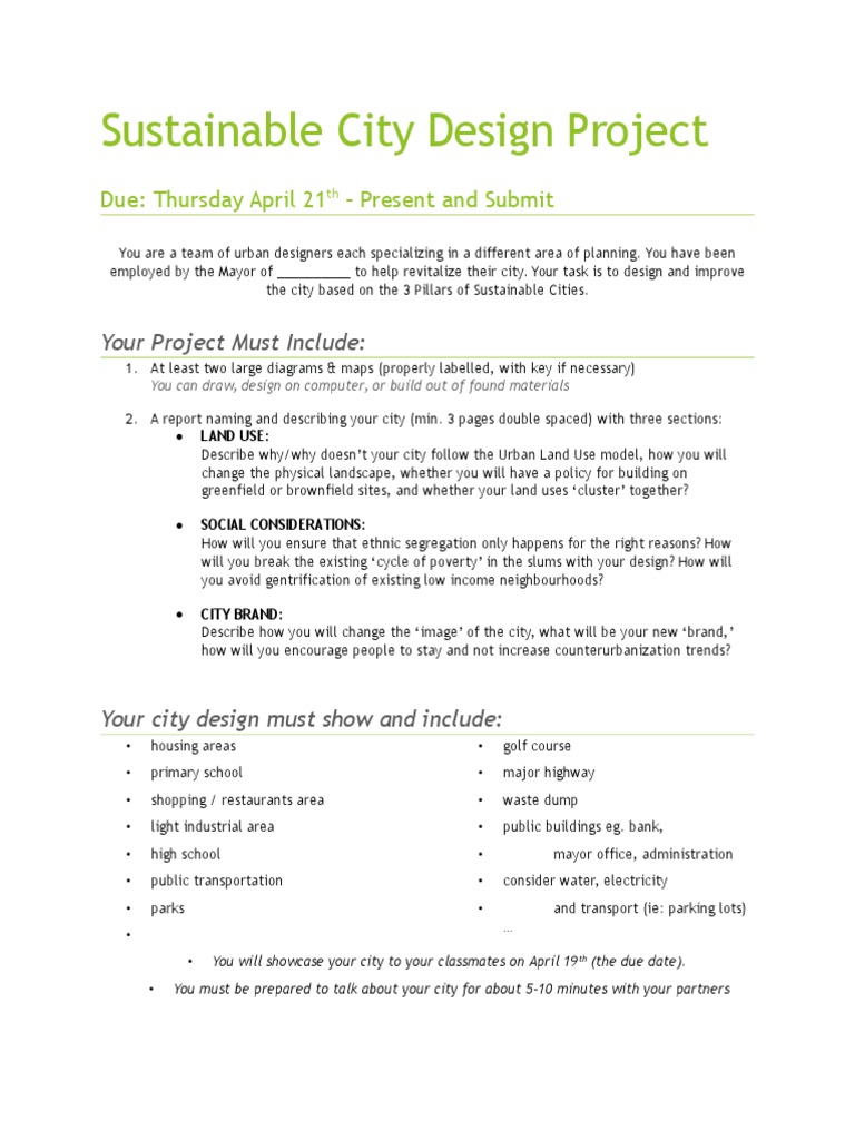 ppt12 - Sustainable City Design Project | PDF | Sustainable City | Argument