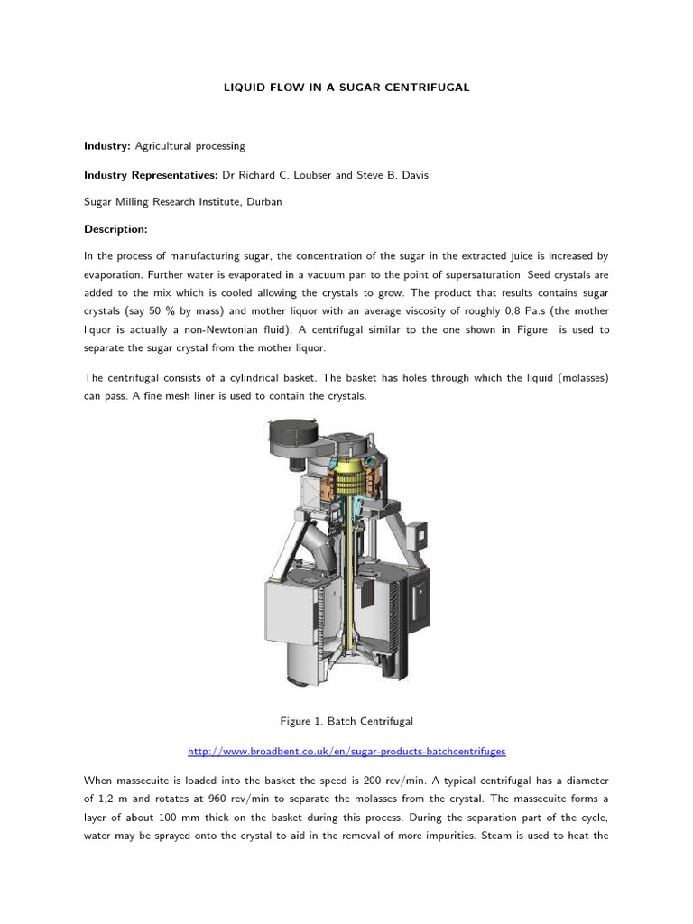 Flow in A Sugar Centrifugal, Sugar Boiling House, Mill House, Batch ...
