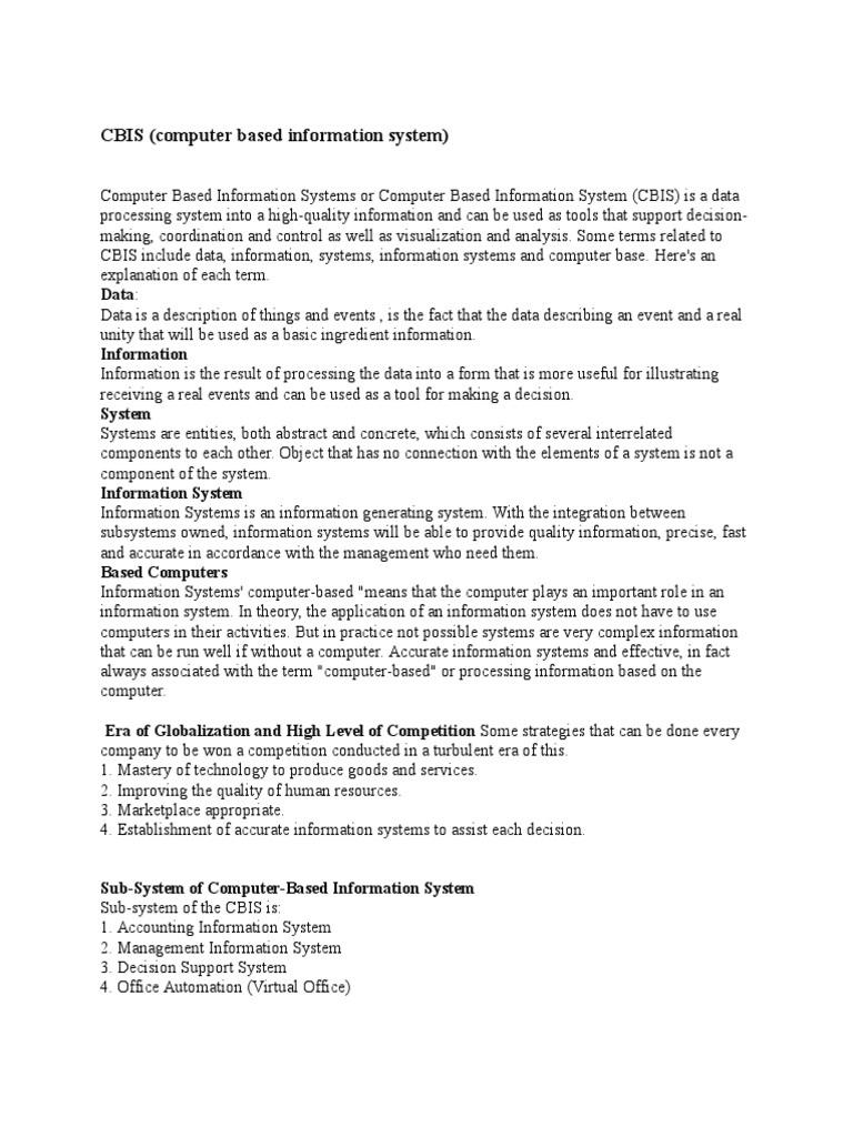 CBIS | Information System | System