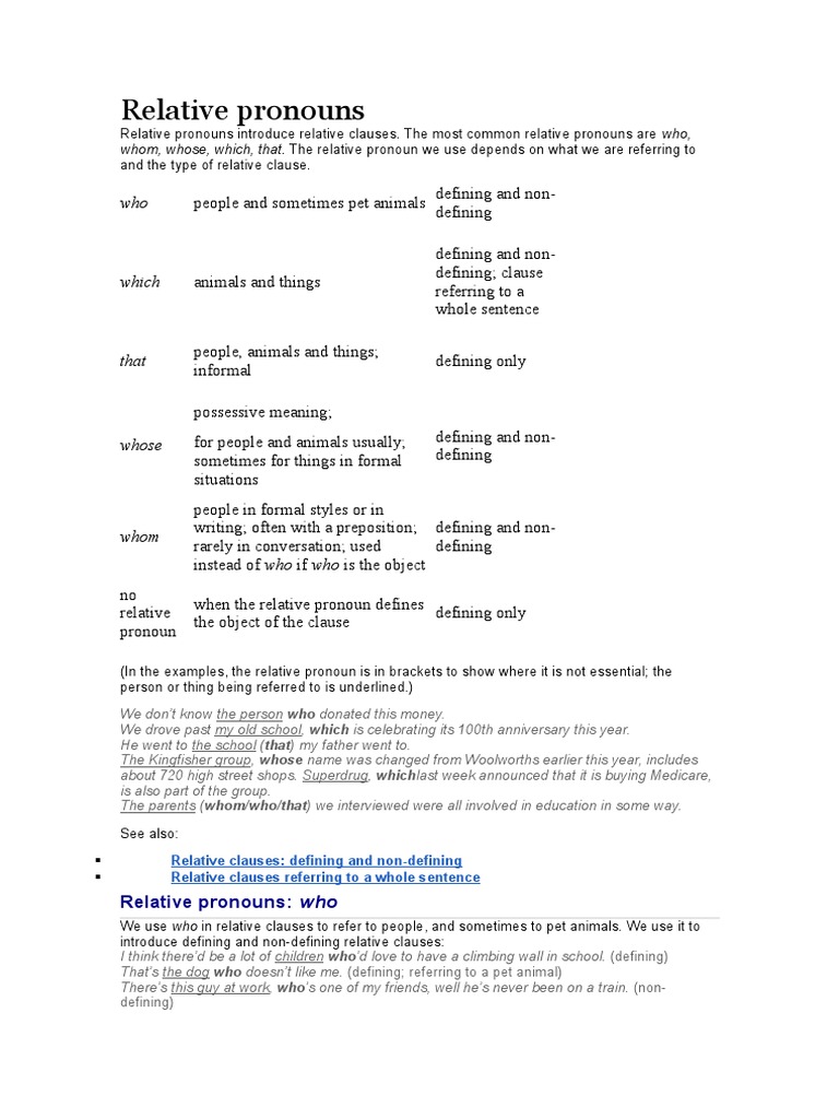 A Comprehensive Guide to Relative Pronouns: Who, Whom, Whose, Which and ...