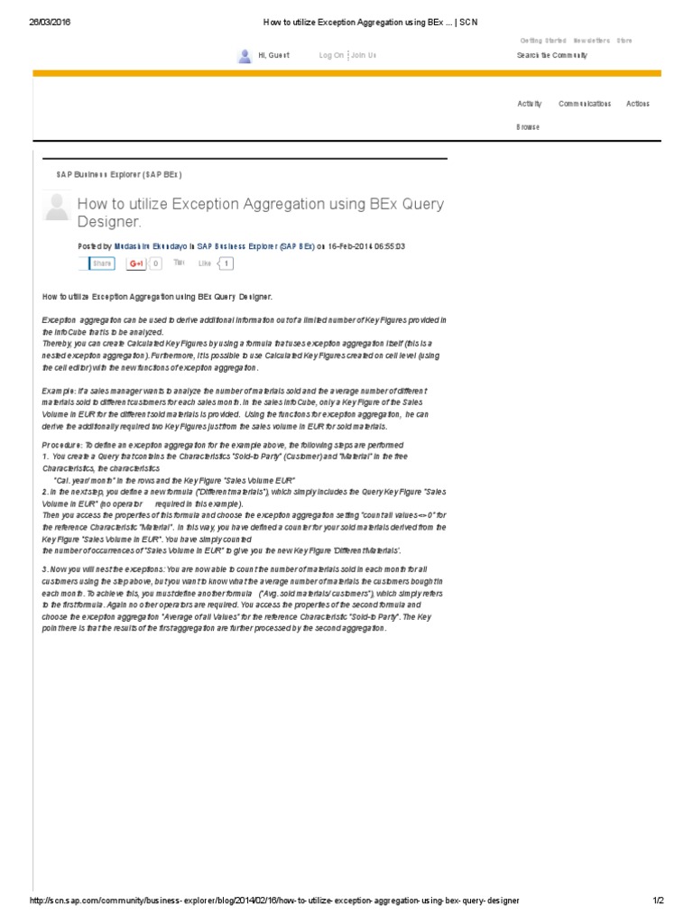 How To Utilize Exception Aggregation Using BEx .. | PDF | Information Retrieval | Areas Of ...