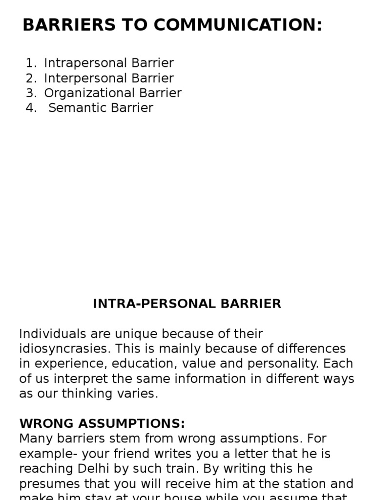Barriers | Perception | Communication