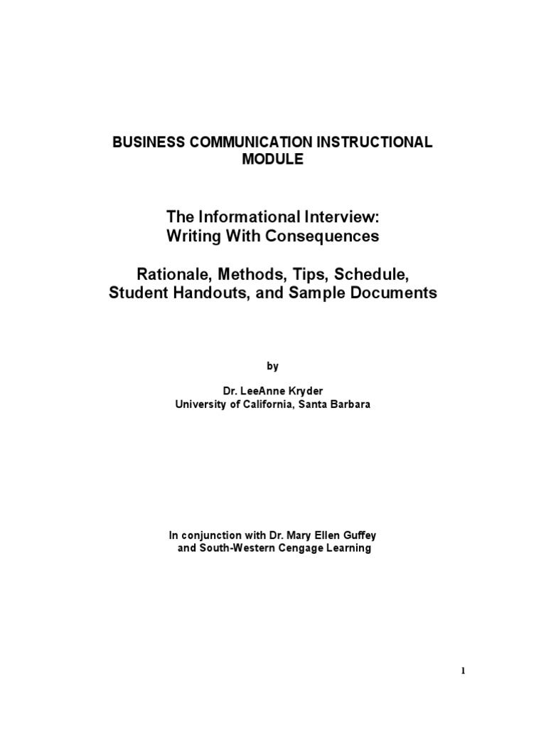 Informational Interview Project Guide | PDF | Interview | Homework