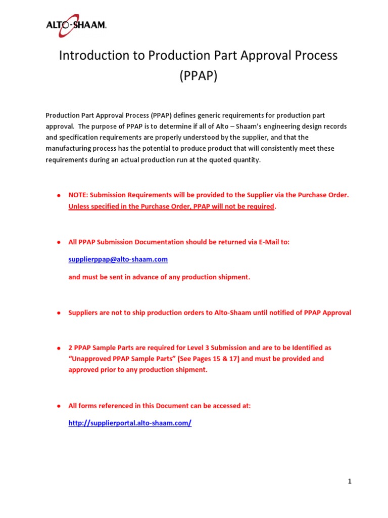 Supplier PPAP Manual 71813 | Specification (Technical Standard) | Production And Manufacturing