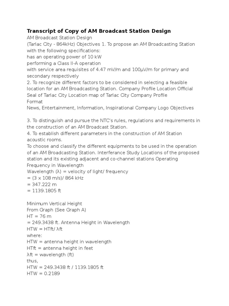 AM Broadcast Station Design Overview | PDF | Am Broadcasting | Radio