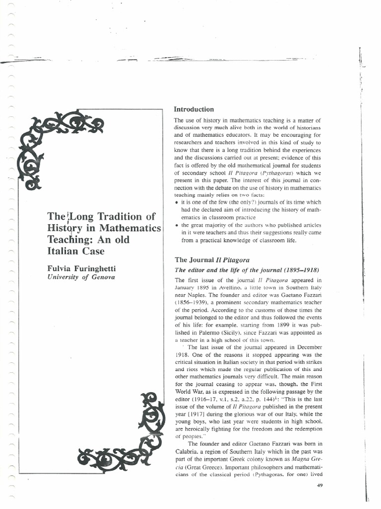 The Long Tradition of HM Teaching An Old Italian Case Fulvia ...
