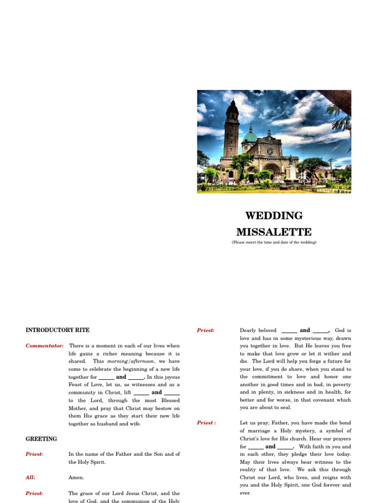 Wedding Missalette | PDF | Priest | Mass (Liturgy)
