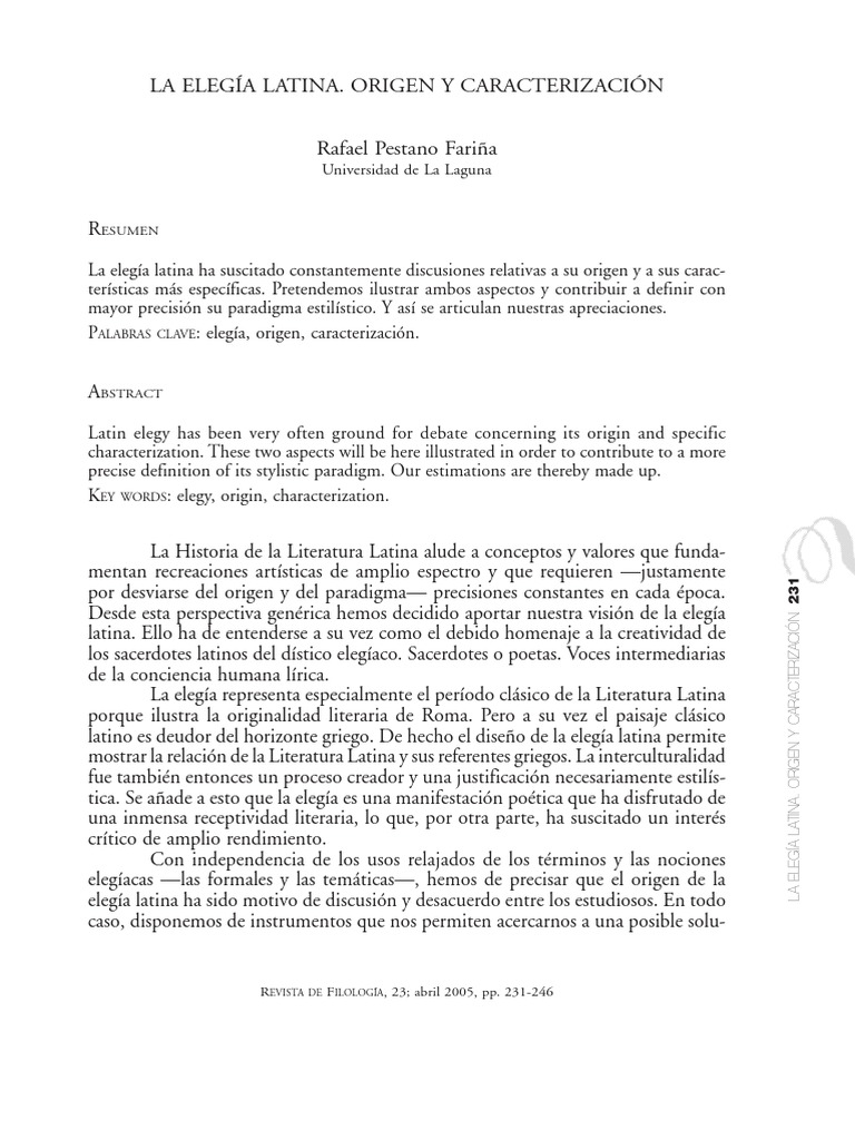 La Elegia Latina | PDF | Poesía | latín