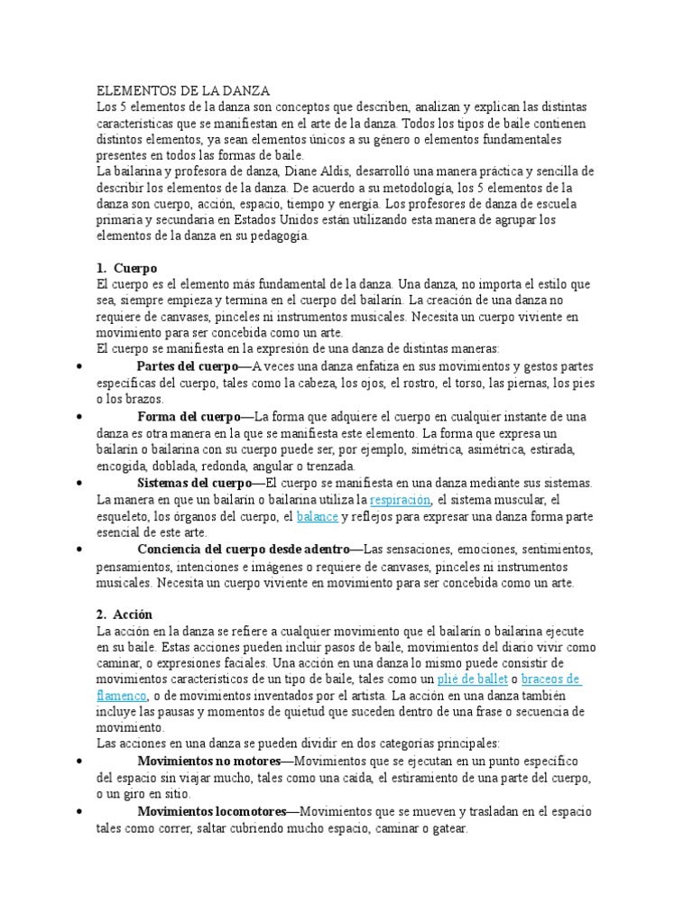 Elementos de La Danza | PDF | Bailes | Ritmo