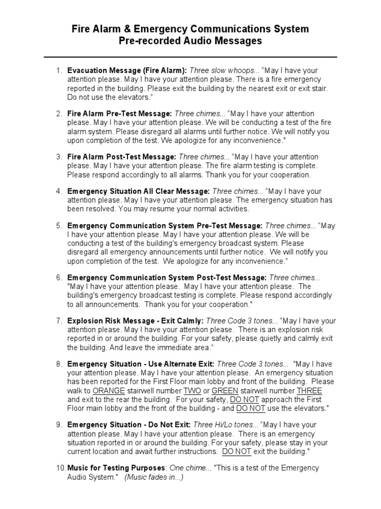 Prerecorded Messages | PDF | Safety | Emergency Management