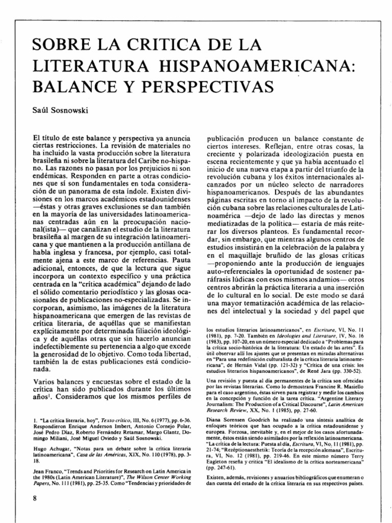 Crítica de la Literatura Hispanoamericana | PDF | Crítica literaria | Cuba